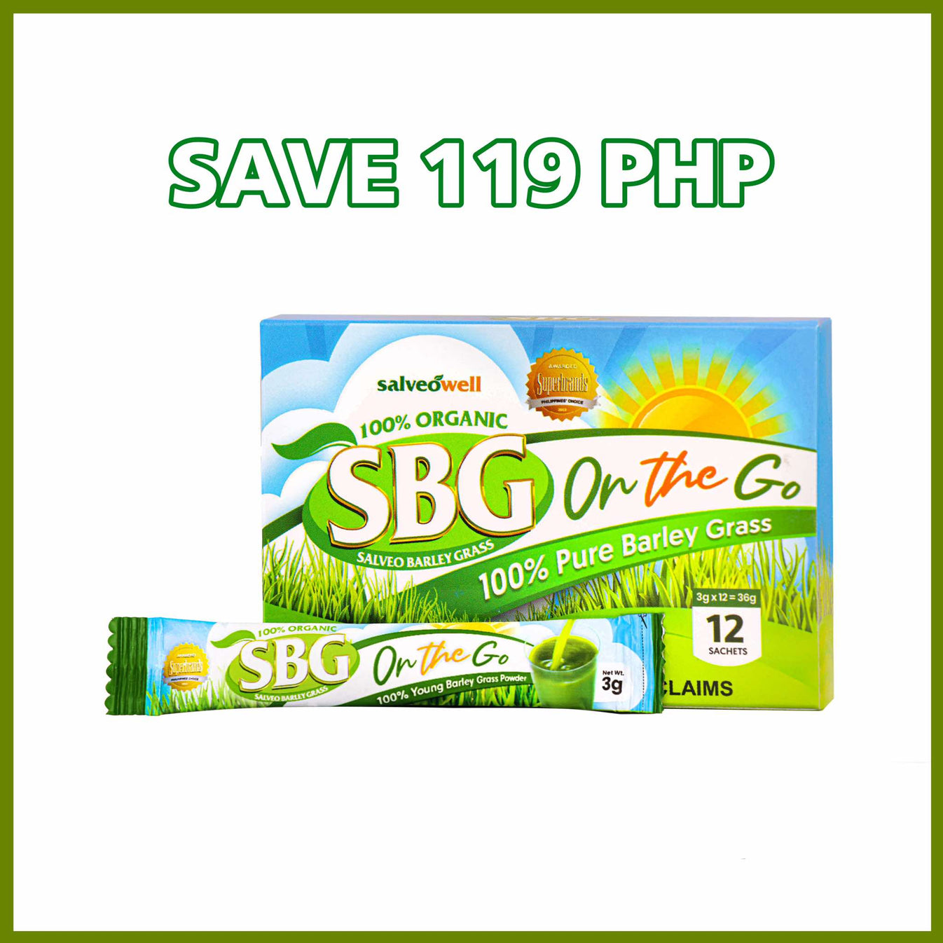 SBG Powder On The Go | 12 Sachets | 3grams per sachet – Salveo Barley PH